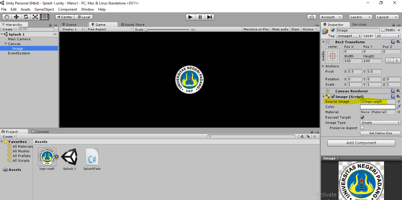 Tutorial Splash Screen Unity