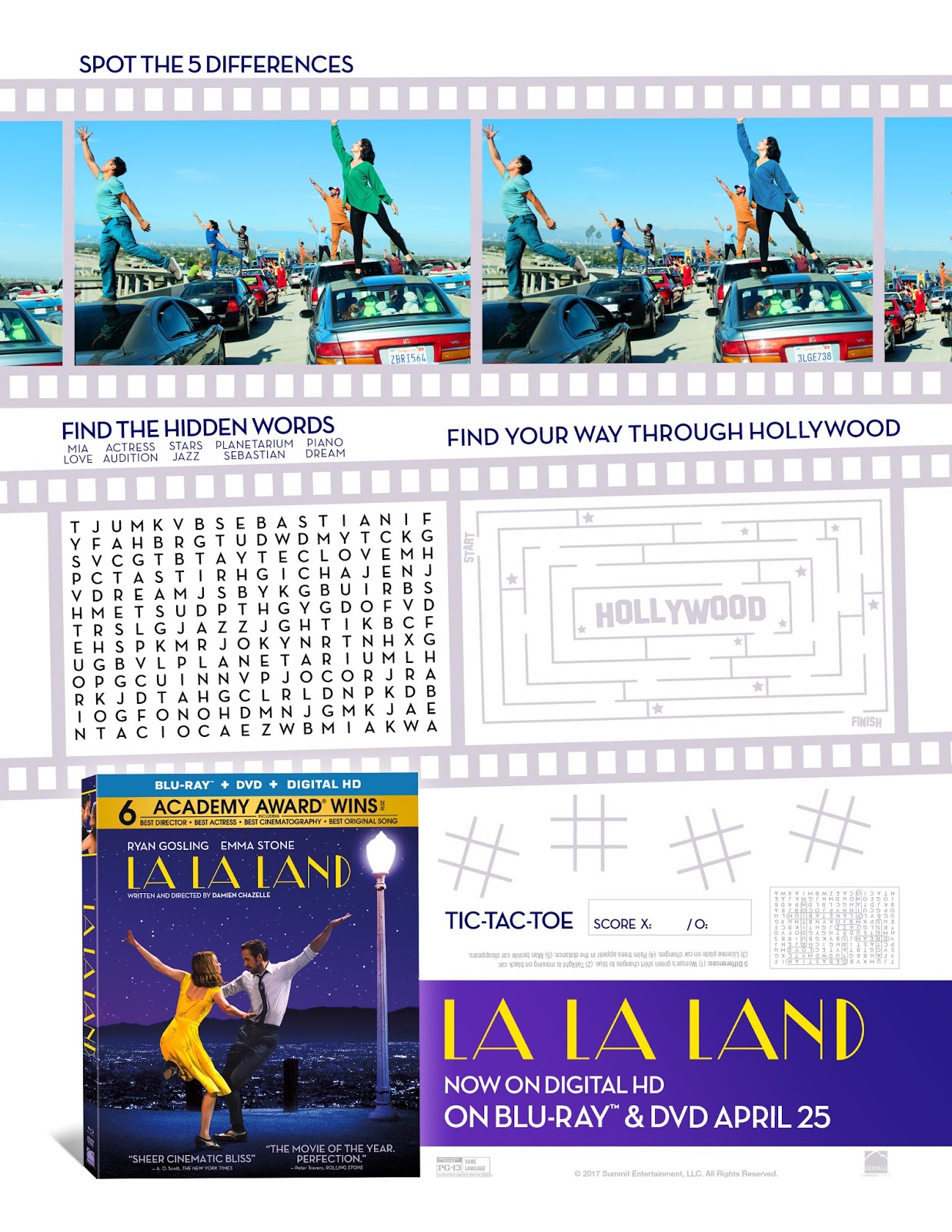 LA LA LAND Activity Sheets