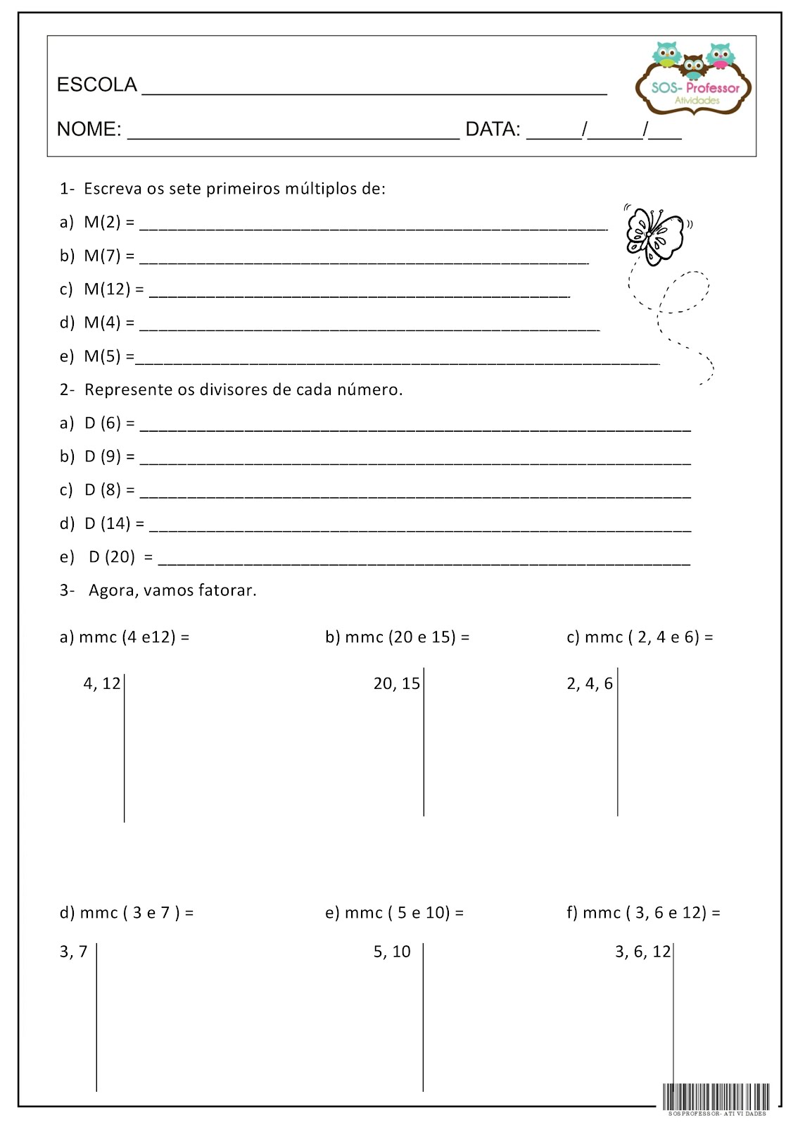 Atividades Com Mdc E Mmc - EDUCA