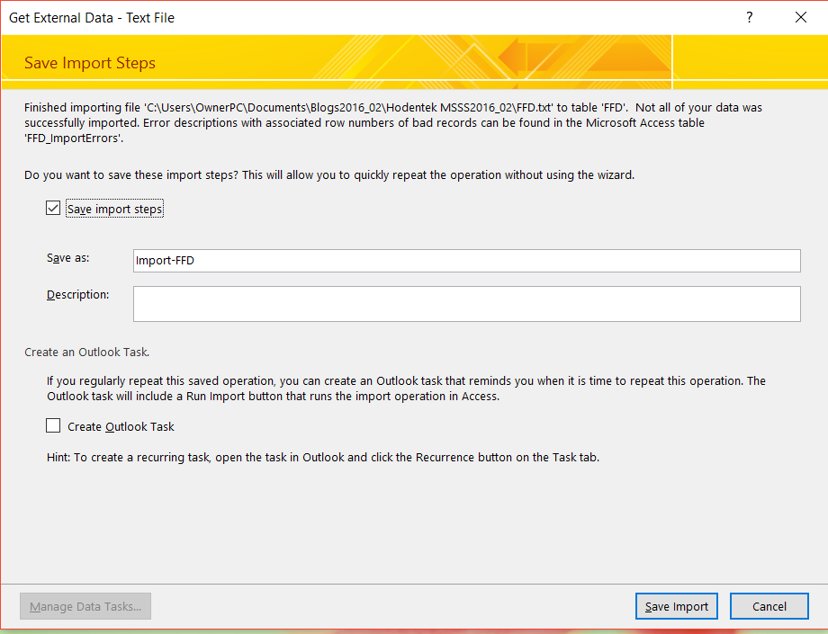 HodentekMSSS: Importing a CSV text file into MS Access - Part 1 HodentekMSSS: Importing a CSV text file into MS Access - Part 1