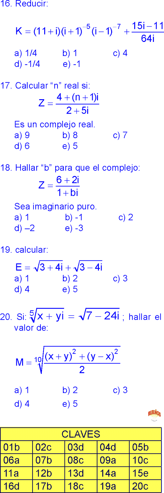 NÚMEROS COMPLEJOS PROBLEMAS RESUELTOS DE ÁLGEBRA PREUNIVERSITARIA pdf