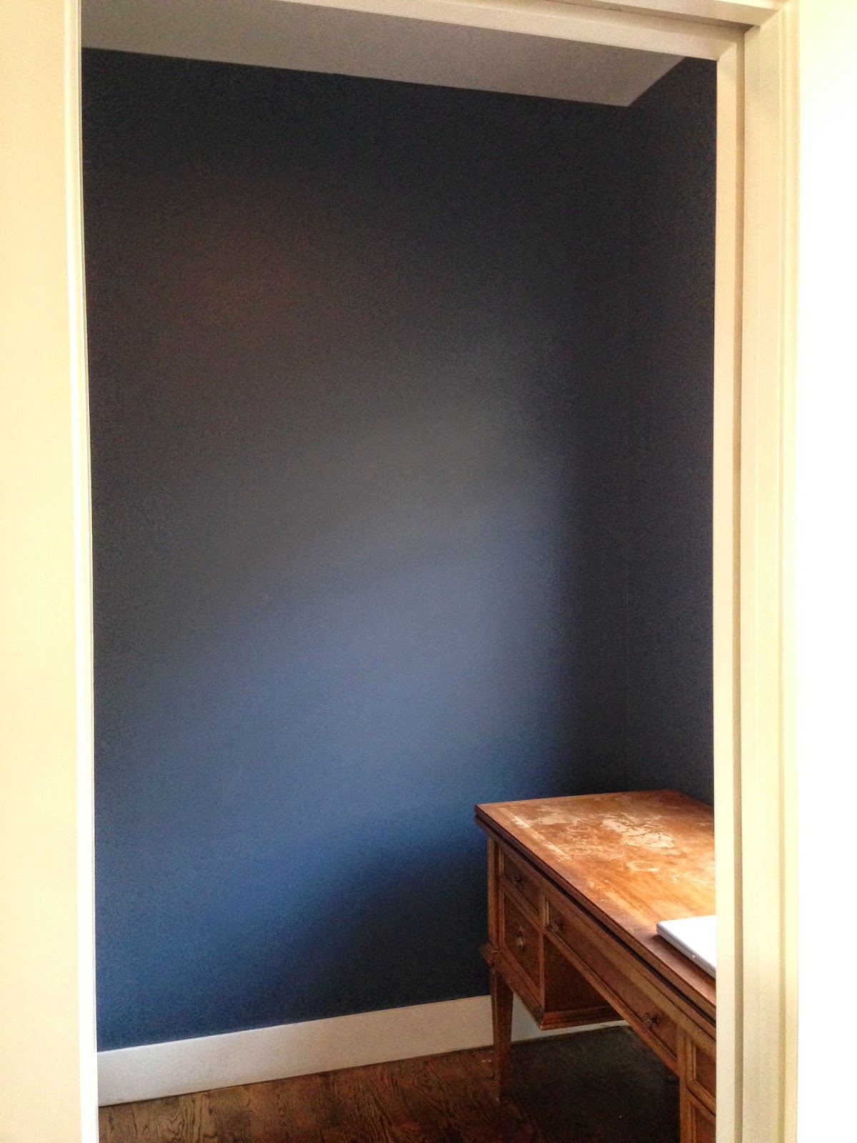 design dump: deep blue walls for the mini office: one room challenge