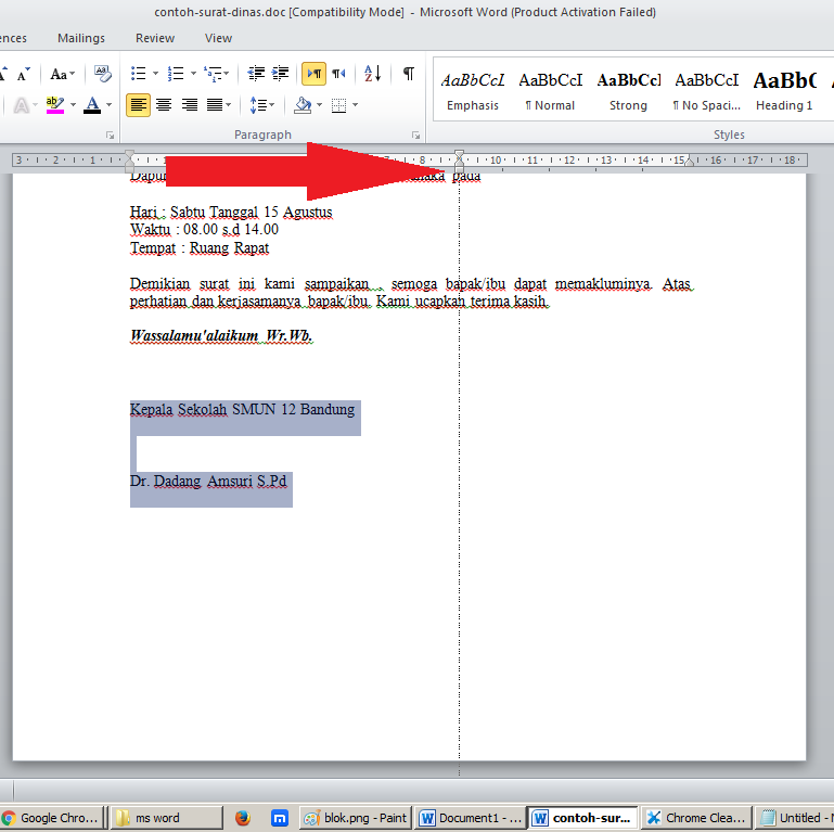 2 cara mengatur posisi atau kolom tanda tangan pada ms word - Student ...