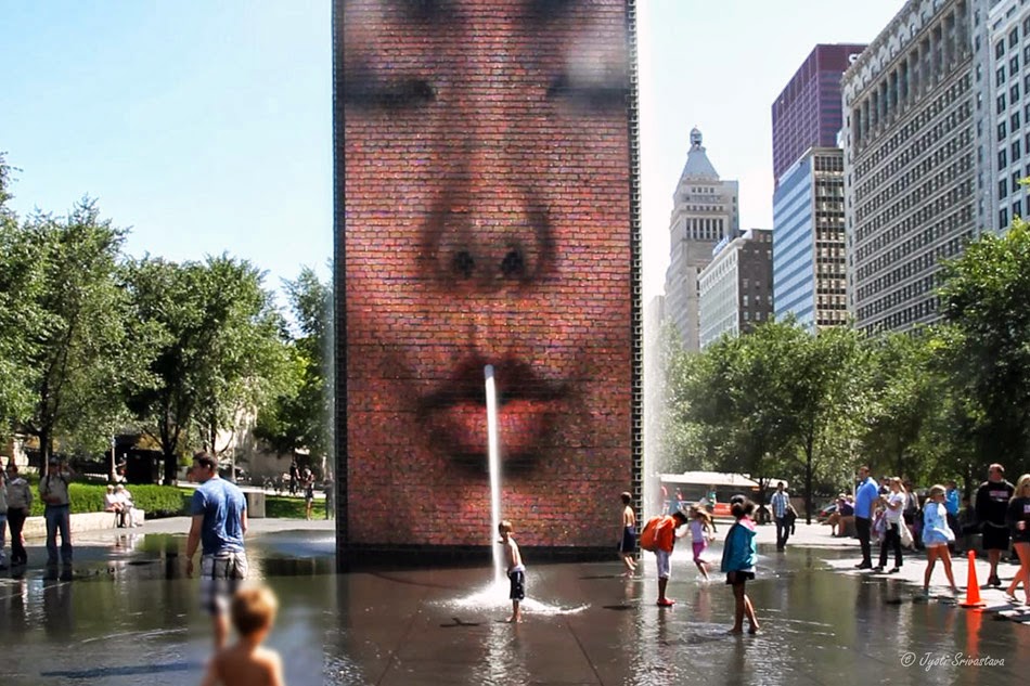 Public Art in Chicago: Millennium Park [Crown Fountain - by Jaume Plensa]