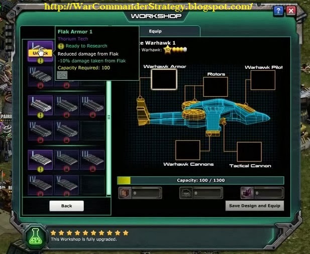 Warhawk Schematics |War Commander Strategy