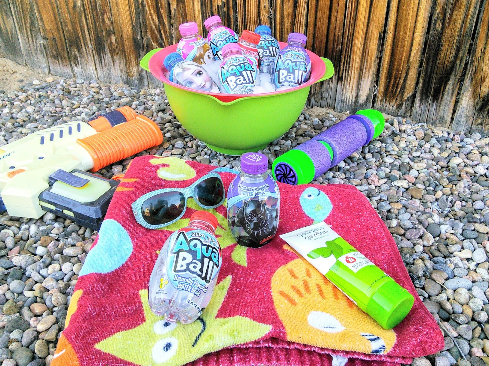 Flavored water tastes so good after a water gun fight.