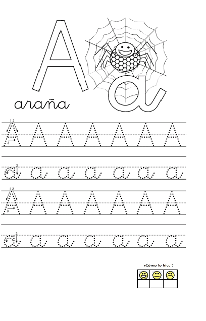 PRE ESCRITURA; ESCRITURA: VOCAL A