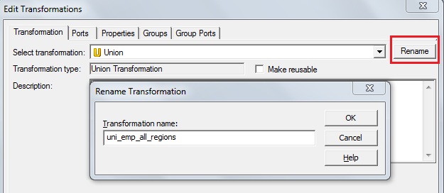 d) In Transformation tab--> Click on 'Rename' highlighted above which ...