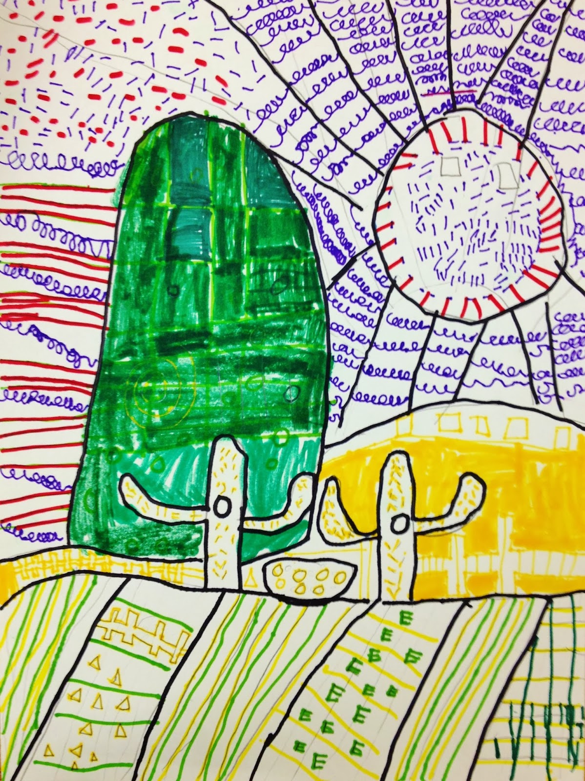 Mrs. Smith's Creatvity Lab : 3rd Grade - Crazy line landscapes