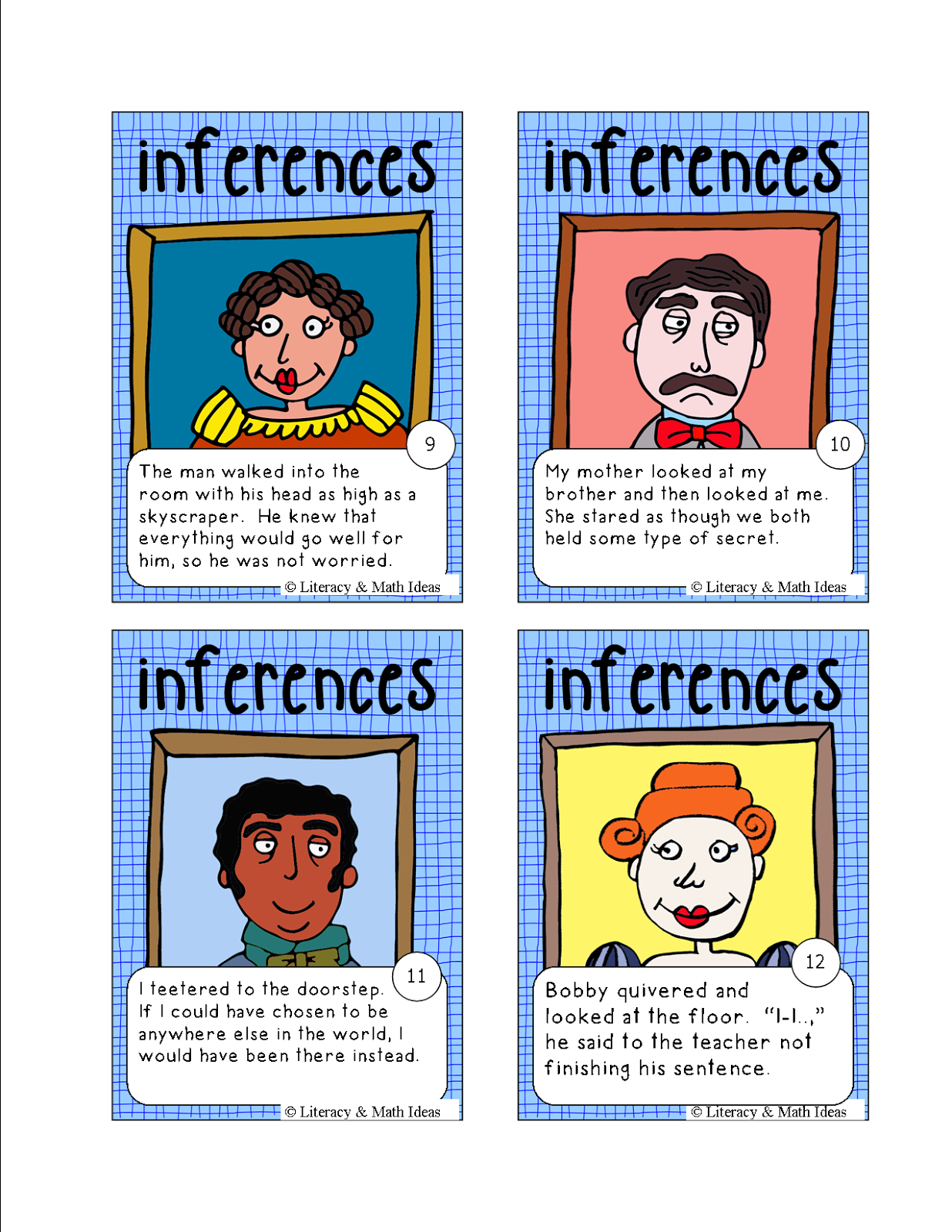 Literacy & Math Ideas: Inference Playing Cards (Update)