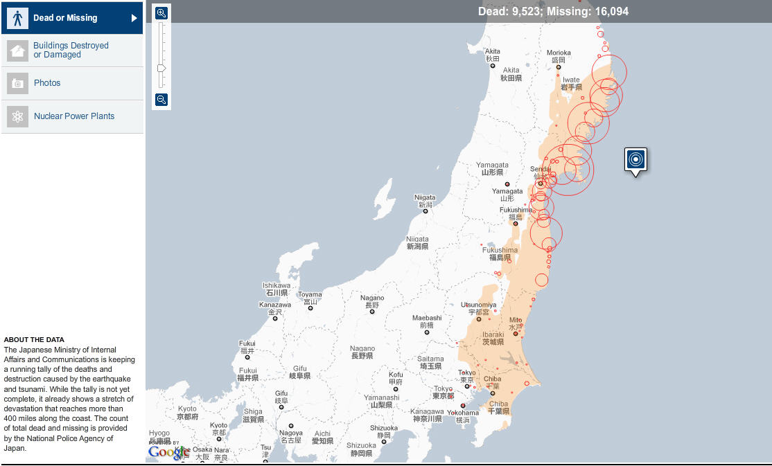 COMPASS: GIS@libraries.gmu.edu: Japan Earthquake Incidence Map