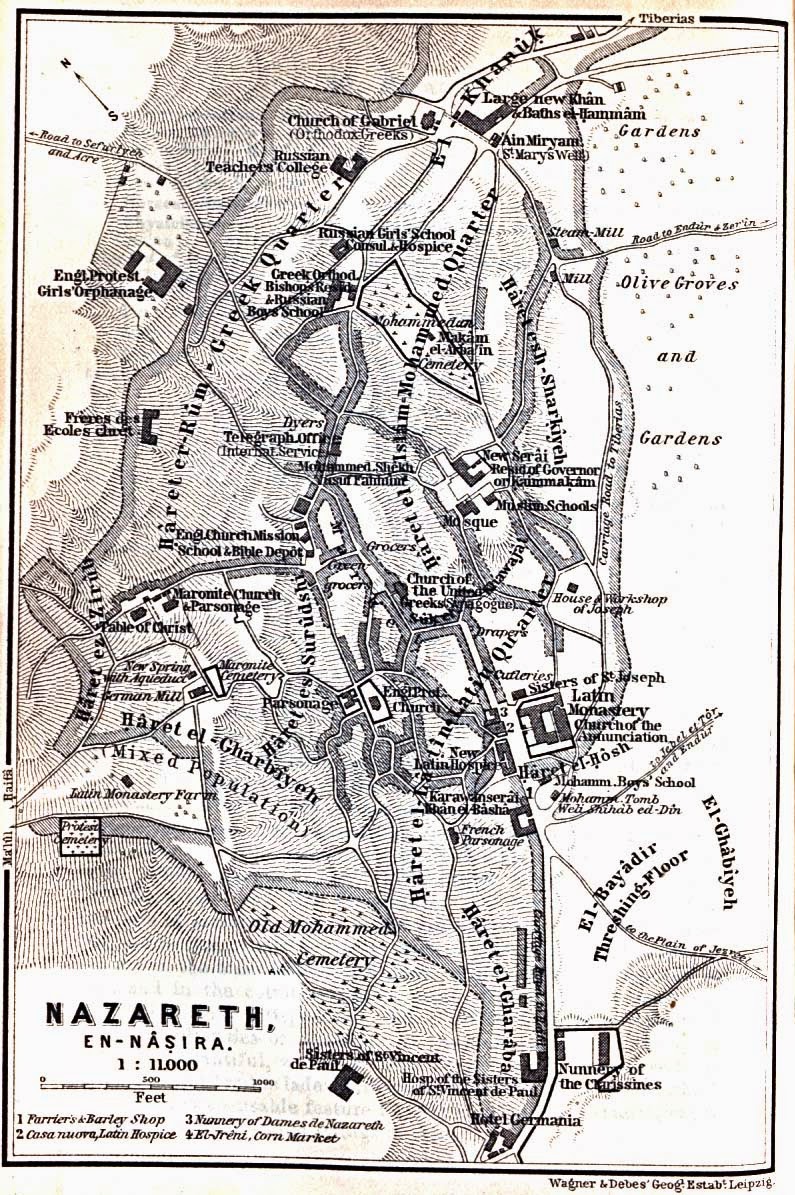 ISRAEL. Ayer y hoy.: MAPA: Nazaret en 1912.