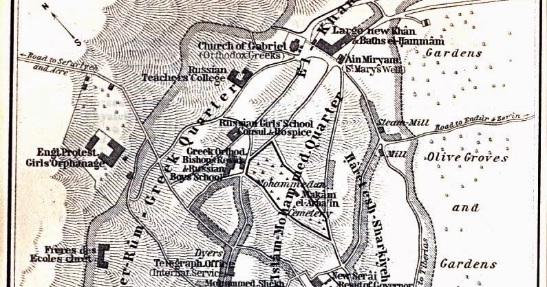 ISRAEL. Ayer y hoy.: MAPA: Nazaret en 1912.
