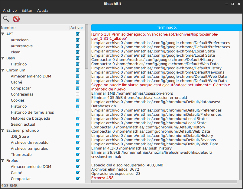 UnaDe25: Software Linux: Manten limpio tu sistema con Bleachbit