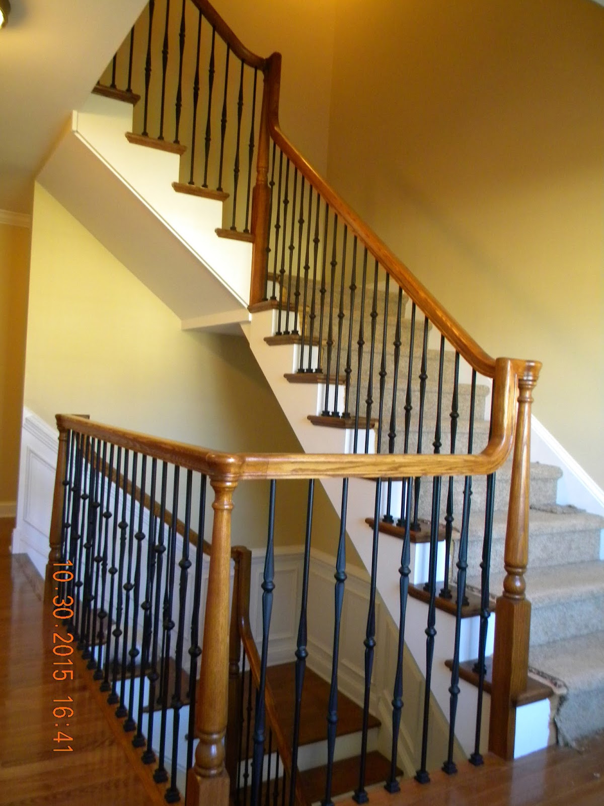 Wood Stairs and Rails and Iron Balusters: How To Replace Painted Wood ...
