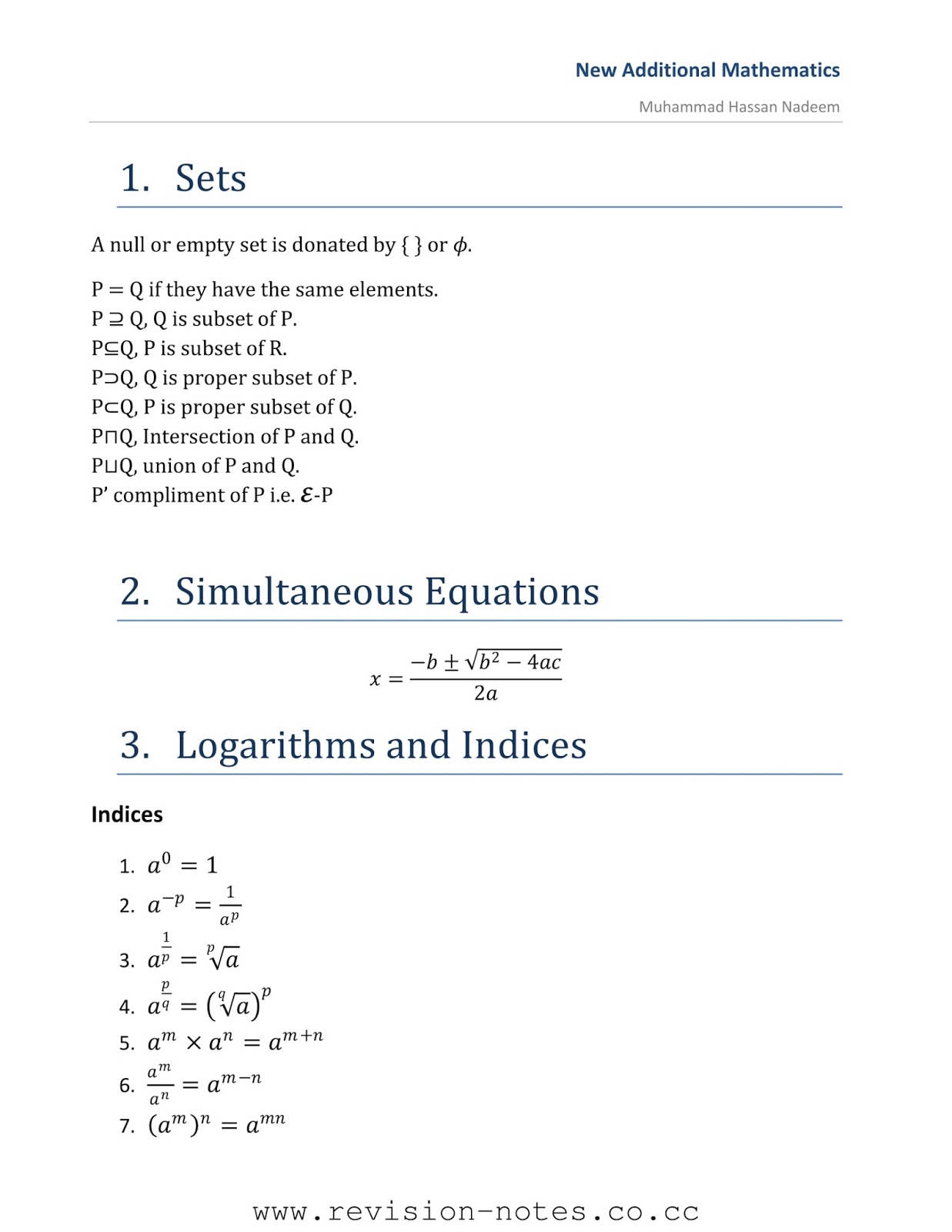 OA'Level StudyGuides : O'level Add Maths