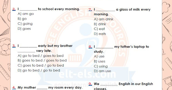 The simple present tense multiple choice test | www.elt-els.com