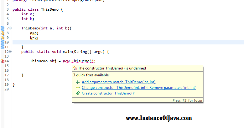 Java Interview programming questions on this keyword - InstanceOfJava