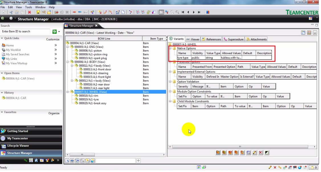 PlmTeamcenter: Variant Management BOM in Teamcenter