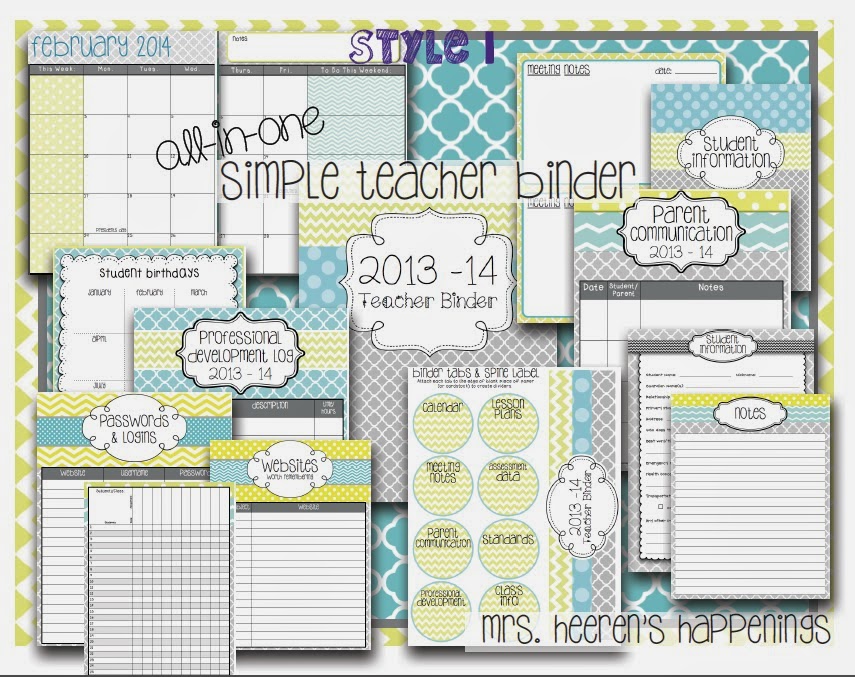 Mrs. Heeren's Happenings: Teacher Binder Updated for 2014-15