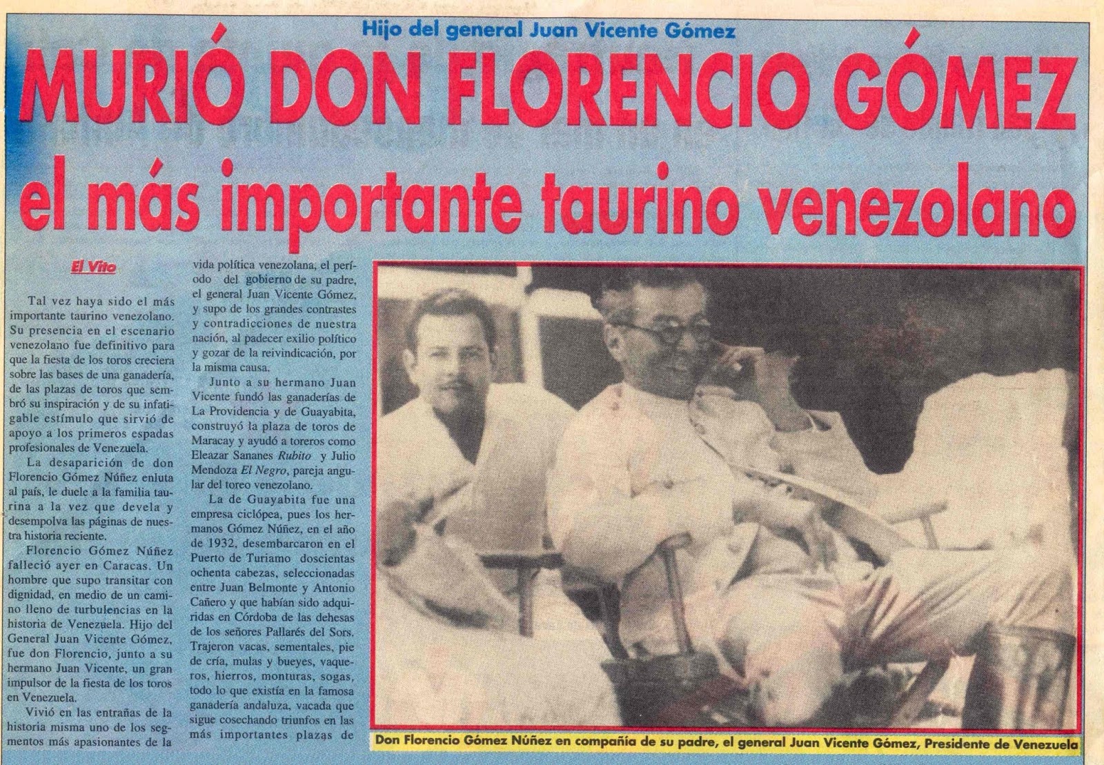 Historias Taurinas: MURIÓ DON FLORENCIO GÓMEZ EL MÁS IMPORTANTE TAURINO ...
