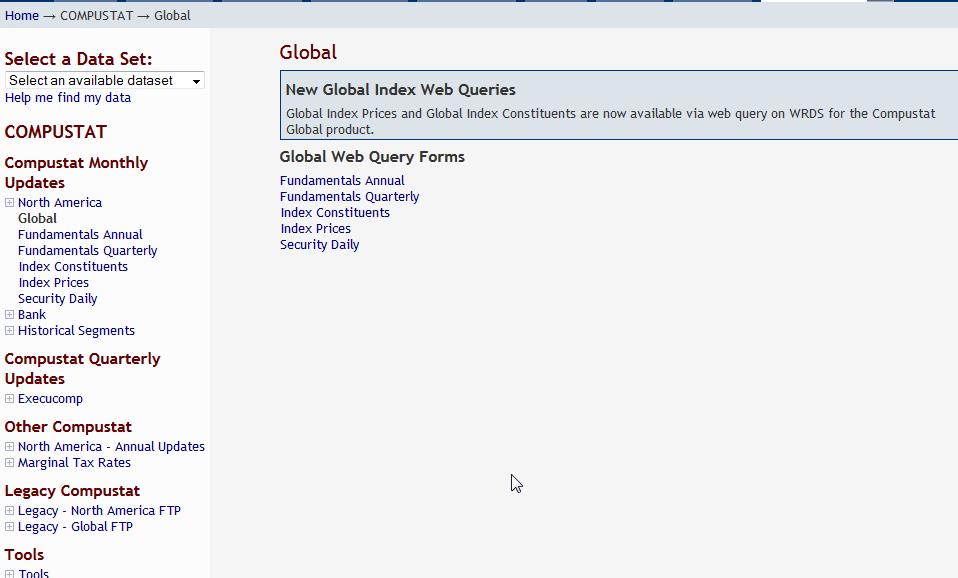 Databaser: on financial databases: New website interface Wharton/ Compustat