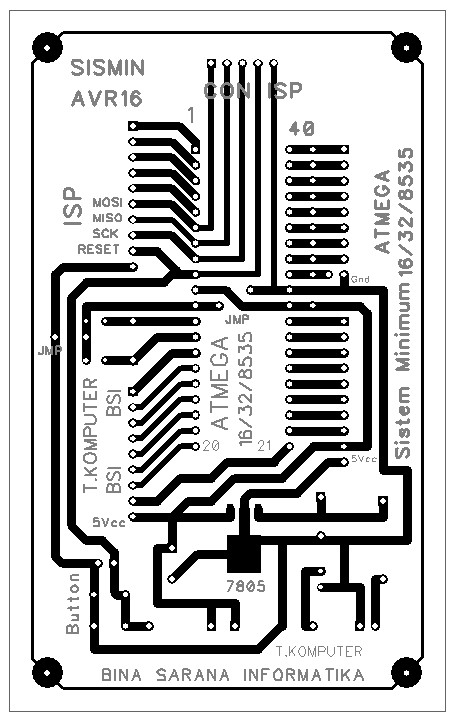 Mikrokontroler Atmel MCS51 dan ATMega (AVR): layout PCB ATMEGA 16/32/8535
