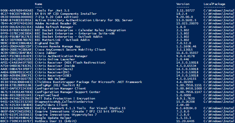 Simple PowerShell Scripts: Software Name, GUID, Version and Local ...