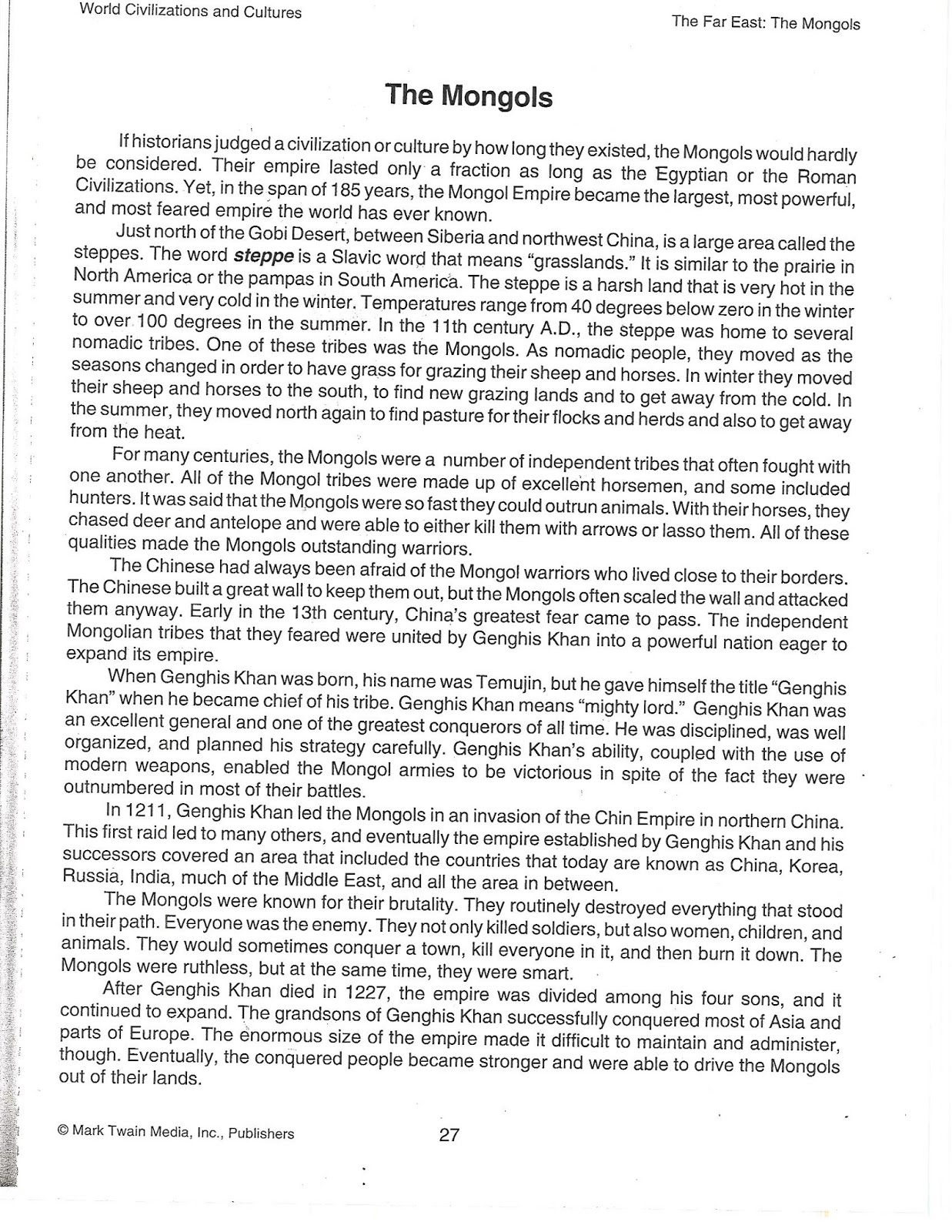 Mr. Stanton's Social Studies: The Mongols...