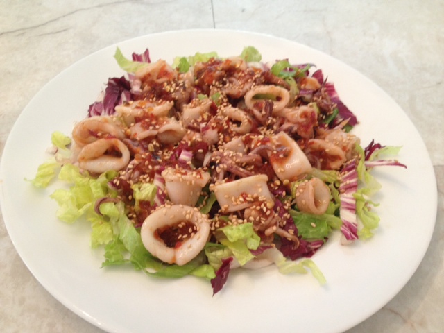 Savory, Sweet + Spicy: Spicy Grilled Calamari Salad