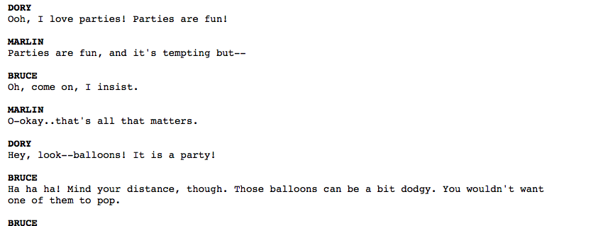 Script Writing: Finding Nemo