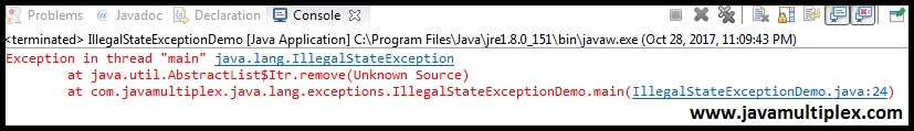 Demo Of Illegalstateexception Javalang Package