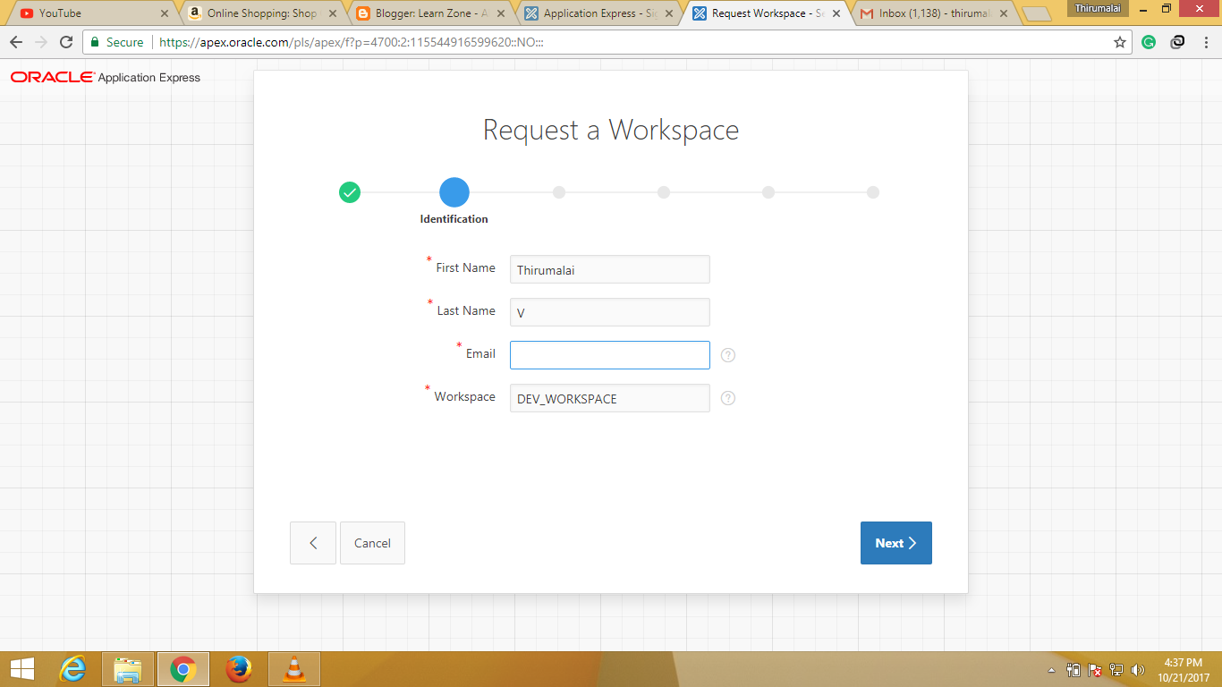 Feed Skill Blog Create Oracle Apex Account And Workspace For Create Application