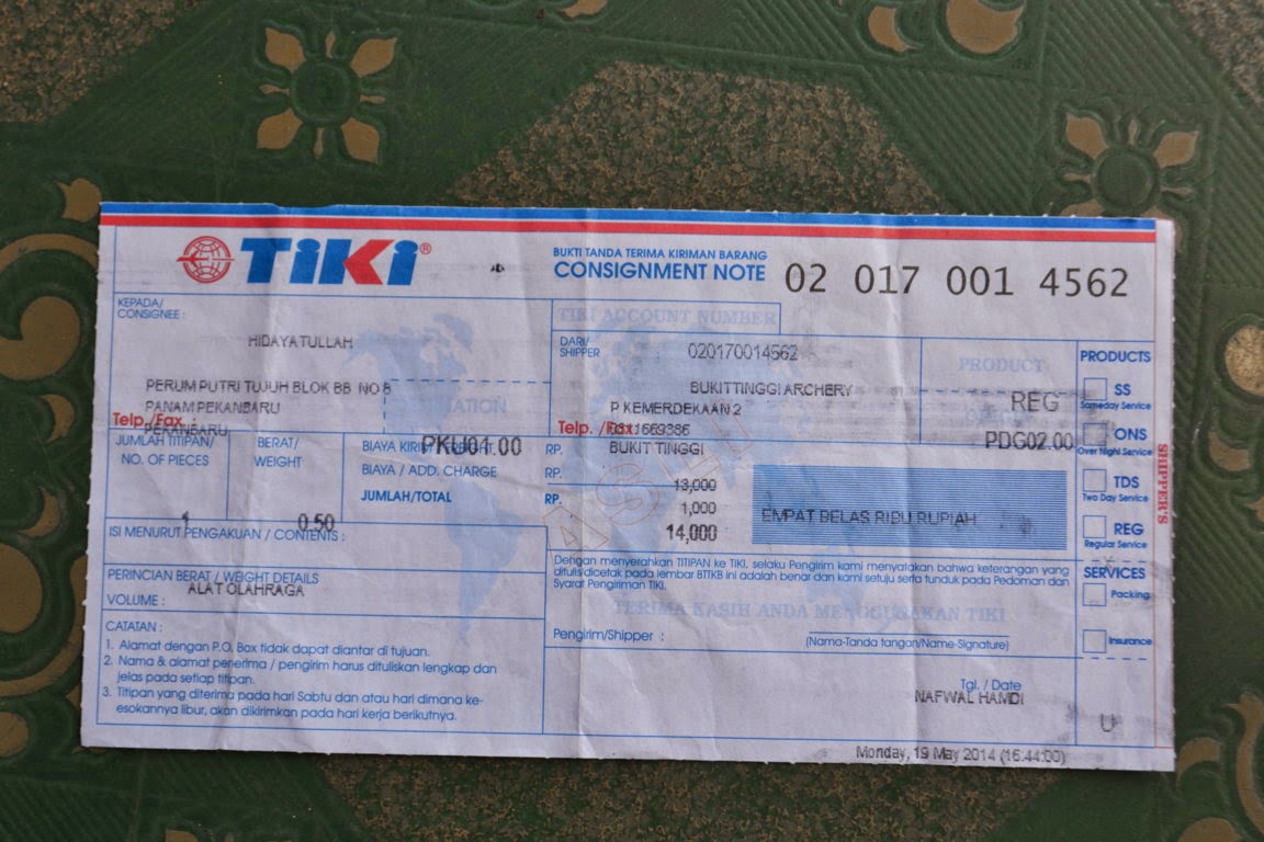Kerambit Bukittinggi: Resi Pengiriman Tiki