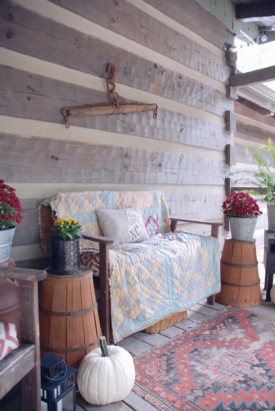 Rustic Cabin Fall Porch | 8 Amazing Rustic Fall Porches | The Roots of Home
