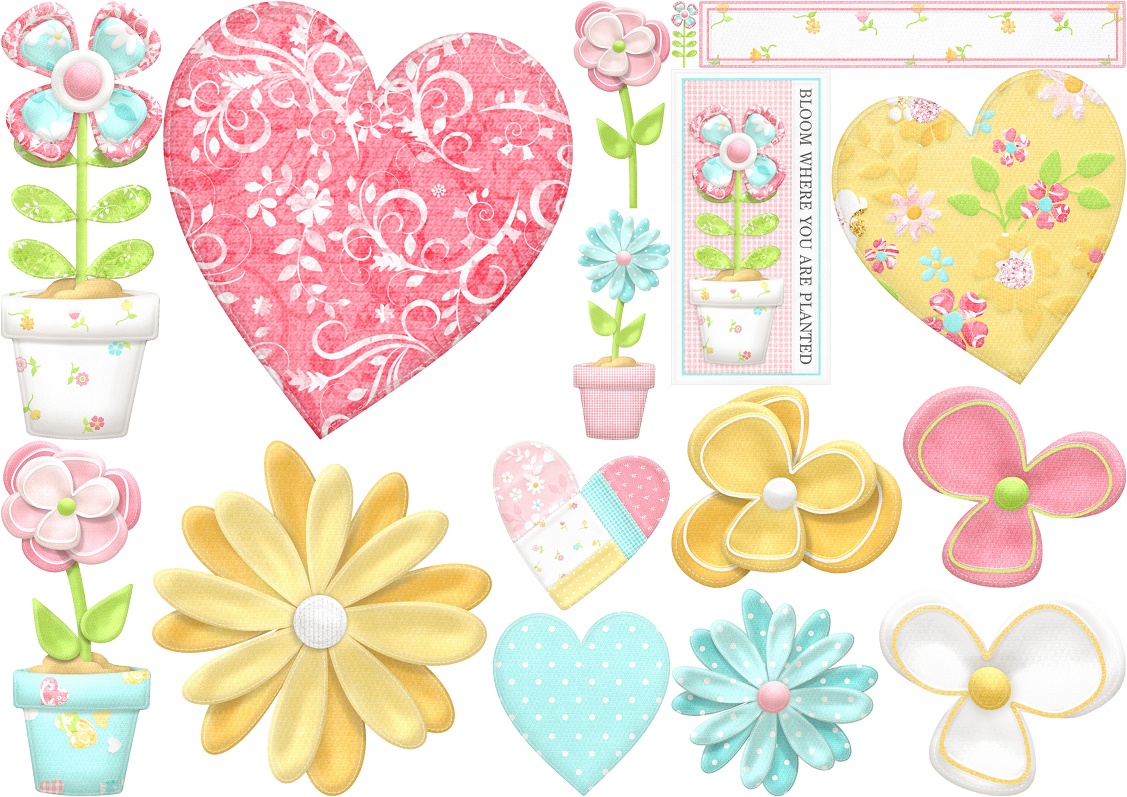 Flowers and Hearts of the Sweet Spring Clip Art. | Oh My Fiesta For Ladies!