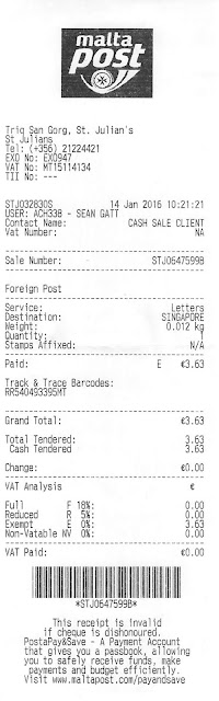 Eric's Philatelic Collection: Counter Postage Label from Malta