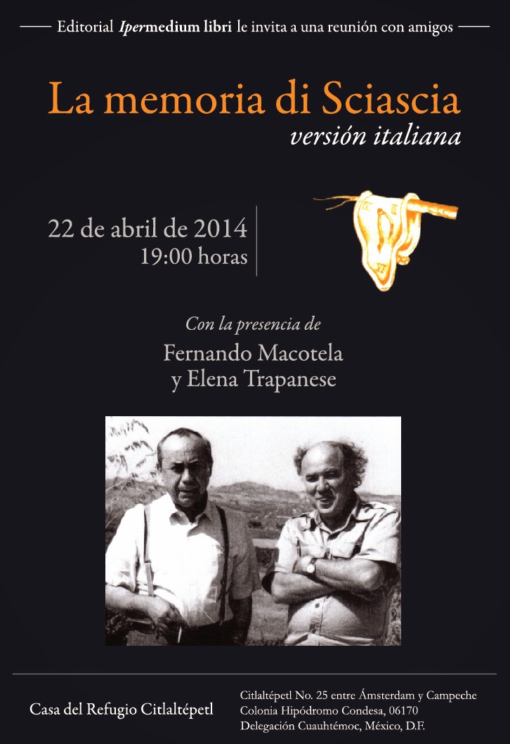 CIRCULO DE ESTUDIOS: Presentación de libro de Federico Campbell "La memoria di Sciascia"