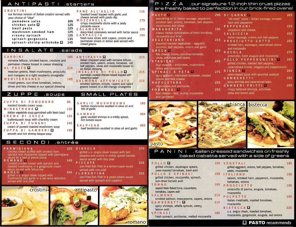 Menus in Manila: Pasto Menu