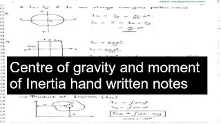 Centre of gravity and moment of Inertia hand written notes