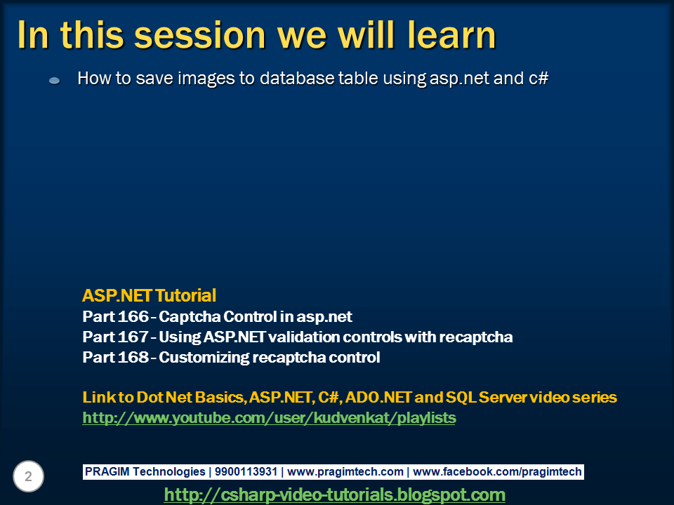 Sql server, .net and c# video tutorial: Save image to database using asp.net