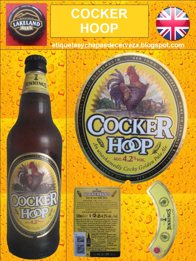 ETIQUETAS Y CHAPAS DE CERVEZA: COCKER HOOP