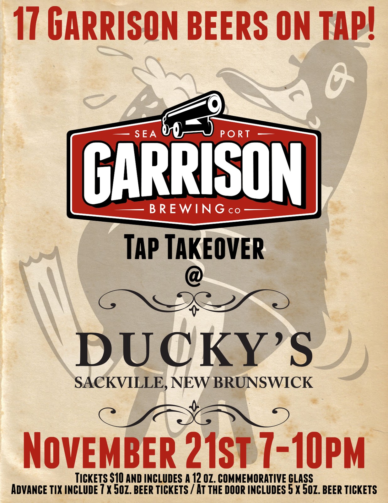 Maritime Beer Report: Garrison Brewing Takes over Ducky's on November 21st