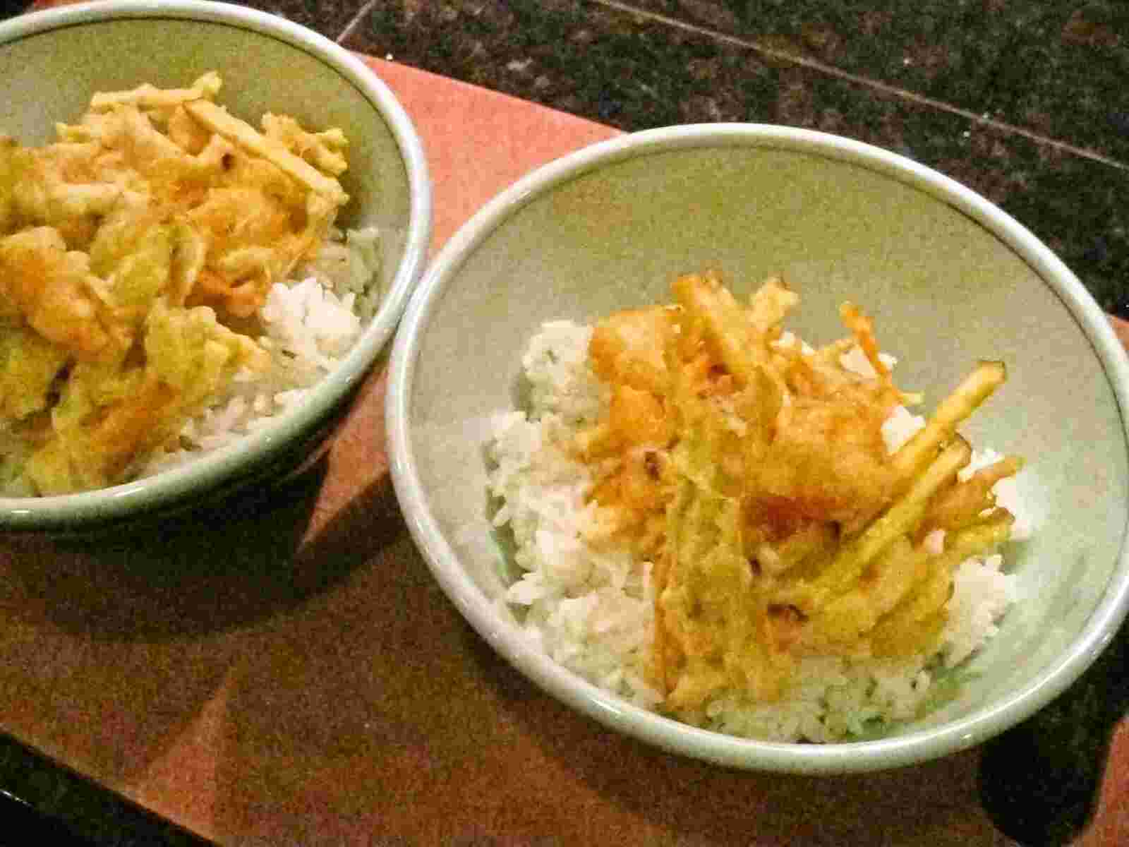 Recipes for Tom: Konsai to ebi no kakiage tendon / root vegetable and ...