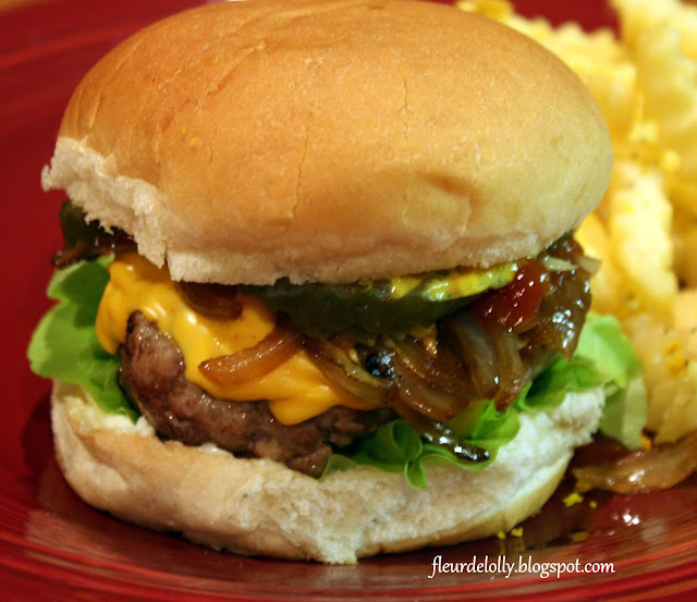 Fleur de Lolly: Half & Half Burger topped with extra sharp cheddar and ...