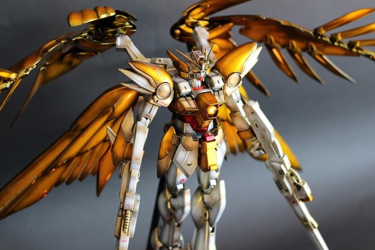 GUNDAM GUY: MG 1/100 Wing Zero Custom 'Gold Wing' - Painted Build