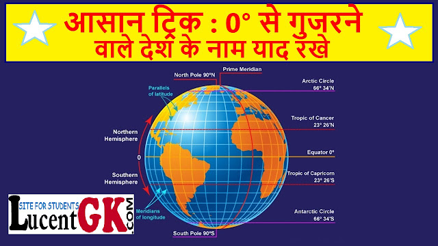आसान ट्रिक : शून्य डिग्री (0°) देशांतर रेखा से गुजरती 8 देशो के नाम याद ...