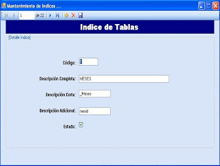 JV technology: Mantenimiento de un Tabla INDICE en Visual Basic NET
