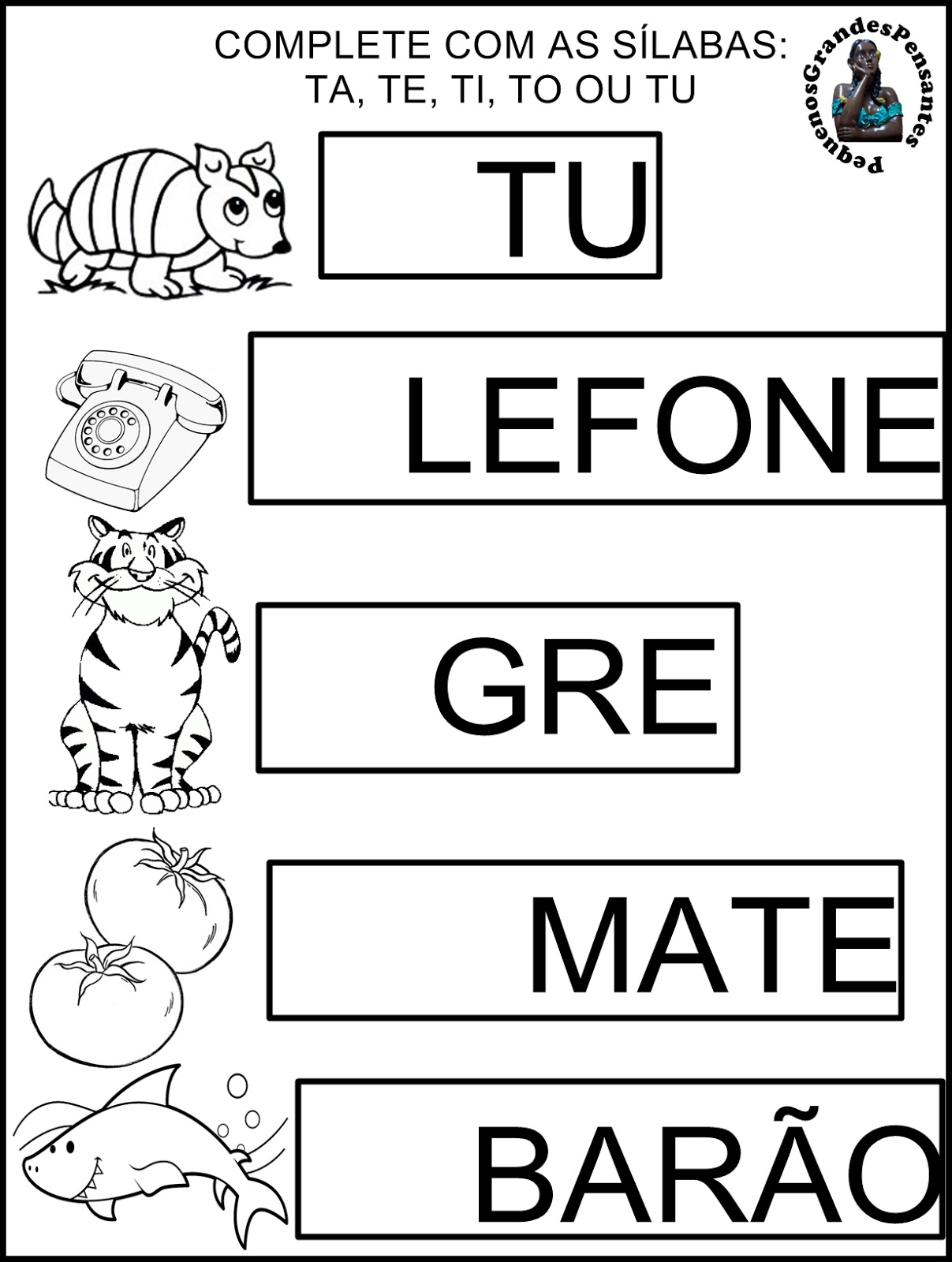 Pequenos Grandes Pensantes.: Atividades Inéditas Letra T