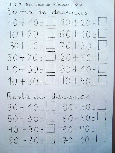 Sumas con las decenas - Imagui